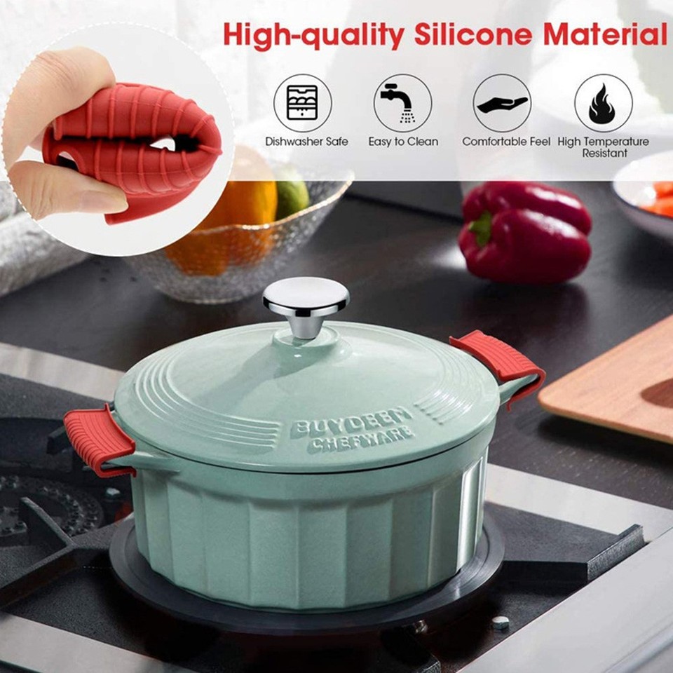 3 Sets 4Pcs Silicone Anti-skid Pot Holders Anti-scald Pot Handle ...