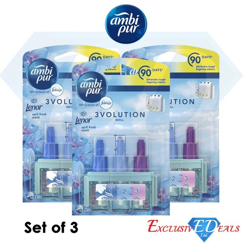 Ambi Pur 3Volution Electric Plug In Refills Air Freshener 90 Days 3 x 3 ...