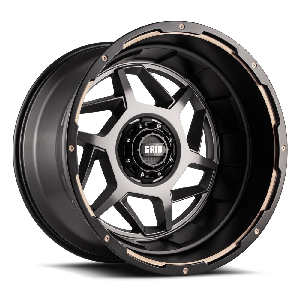Grid Wheels 20x9 -12 8x170 125.50 GD14 Matte Anthracite w/ Black Lip ...