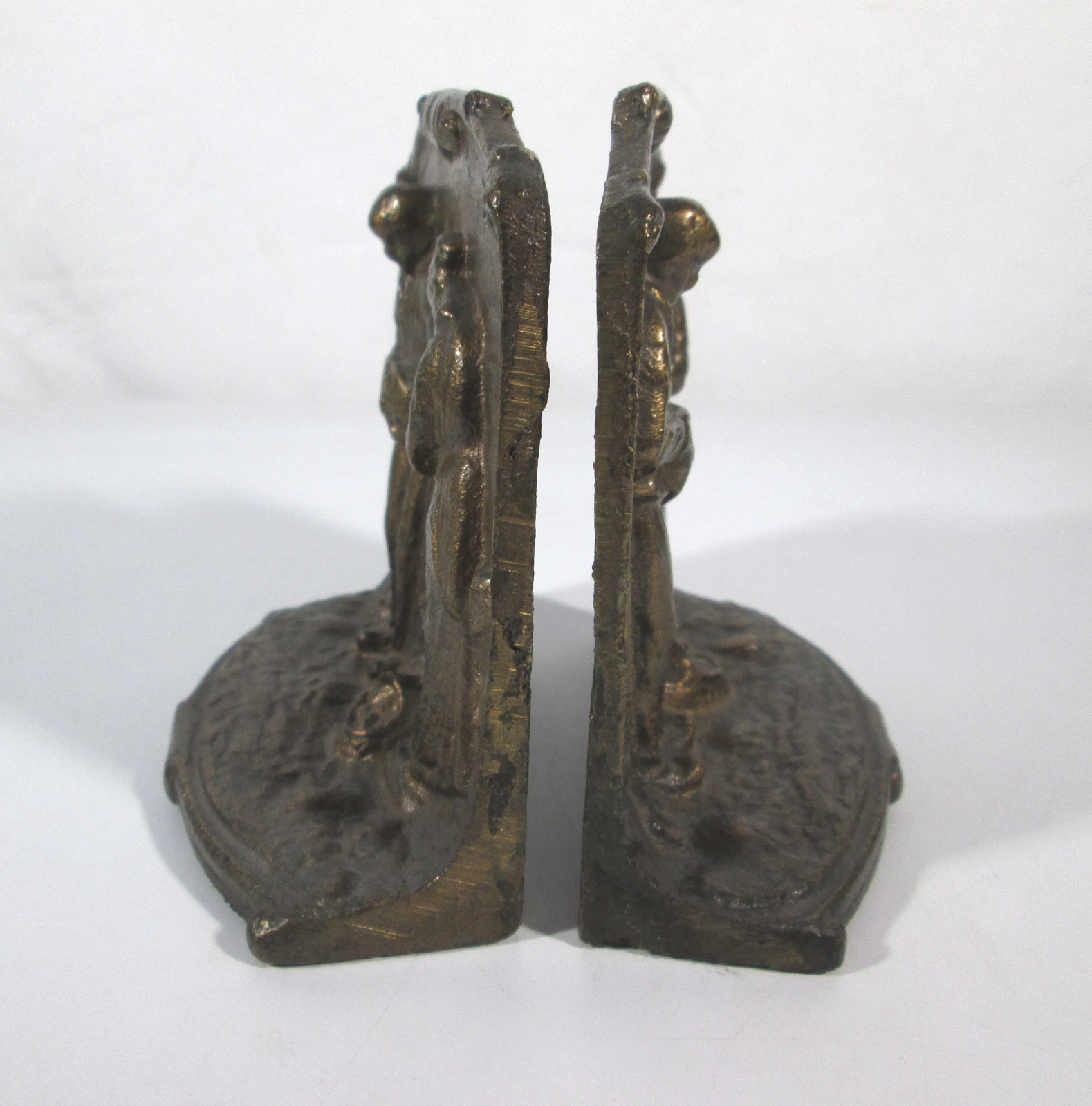 Pair The Angelus Cast Metal Bookends Peasant Couple Praying over ...