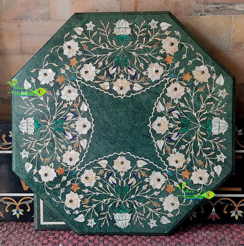 24 Inch Marble Center Table Top MOP Inlay Marquetry Handmade Art Home ...