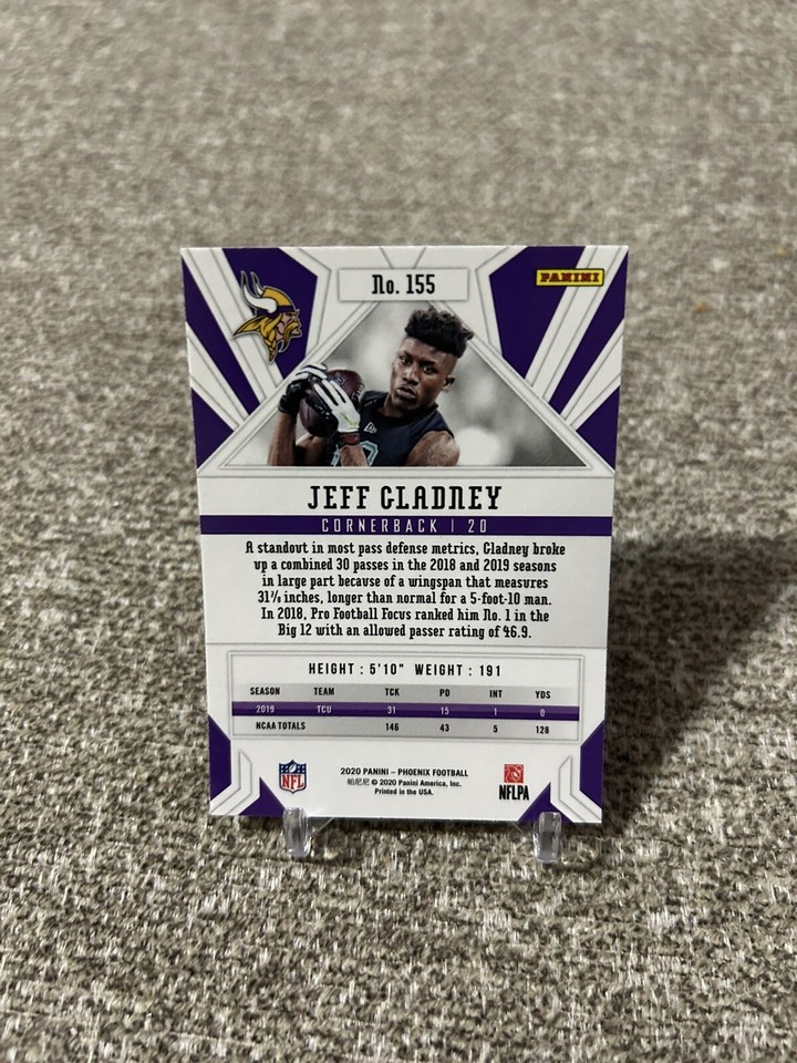 2020 Panini Phoenix Football Fire Burst #155 Jeff Gladney ROOKIE CARD ...