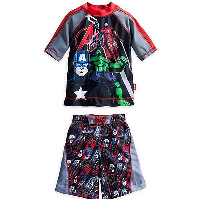 Marvel Avengers Hulk Iron Man Thor Rash Guard & Swim Trunks Set Boy 5/6 ...