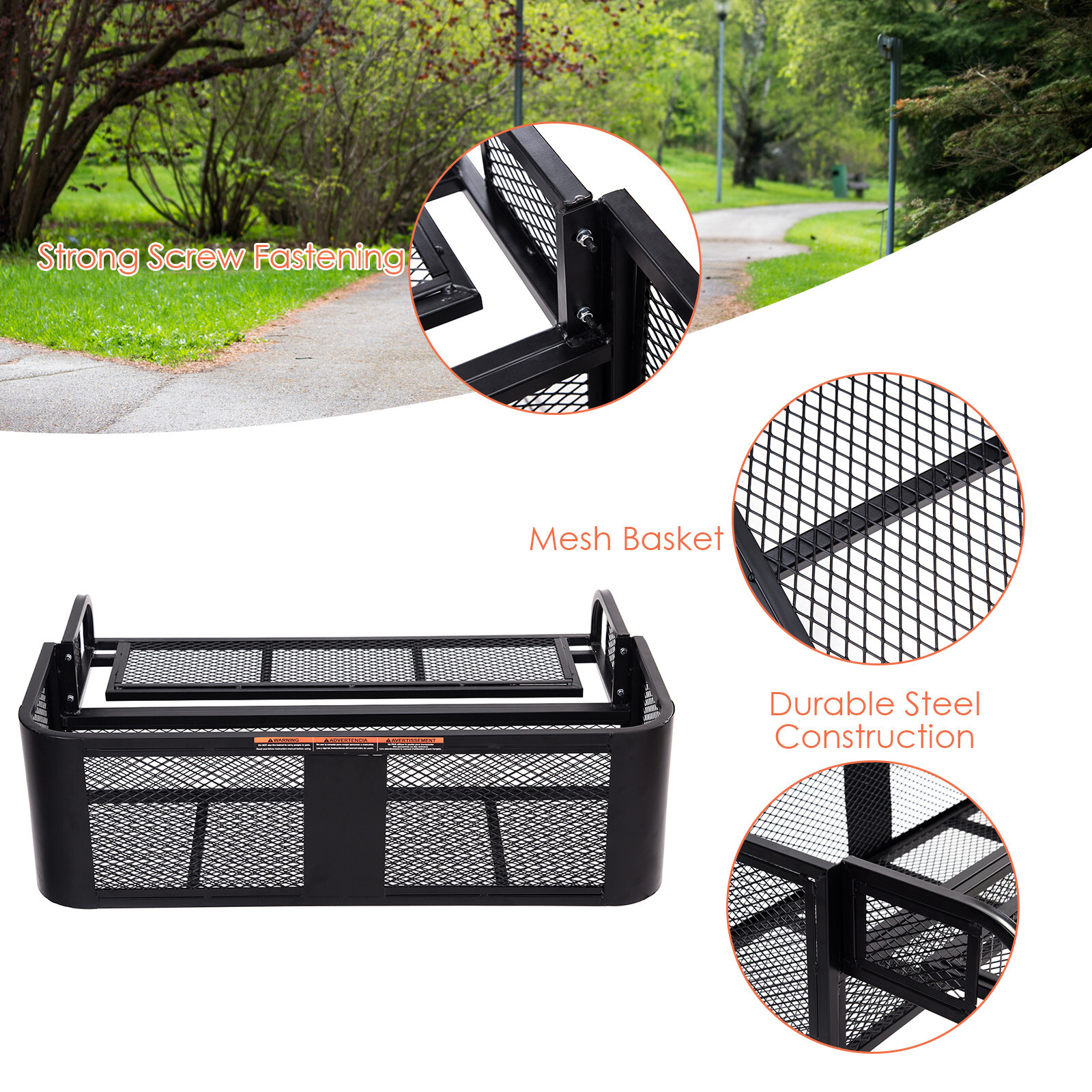 ATV/UTV Drop Basket Universal Steel Cargo Storage Rack ATV Rear Storage ...