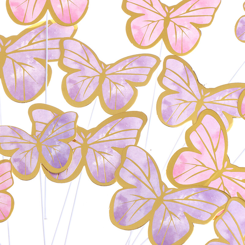 20pcs Stamping Butterfly Cake Topper Princess Girl Wedding Birthday ...