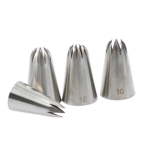 4pcs Icing Piping Nozzles For Decorating Cake Baking Cookie Cupcake #1M ...