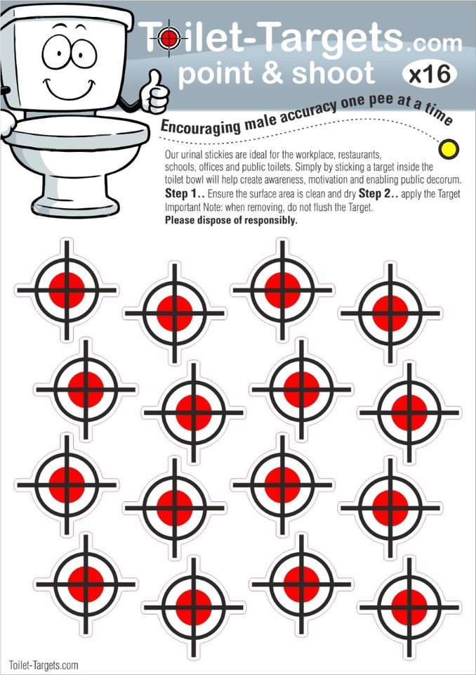 Toilet Targets 2cm Vinyl Stickers bathroom pub bar training cleaning ...