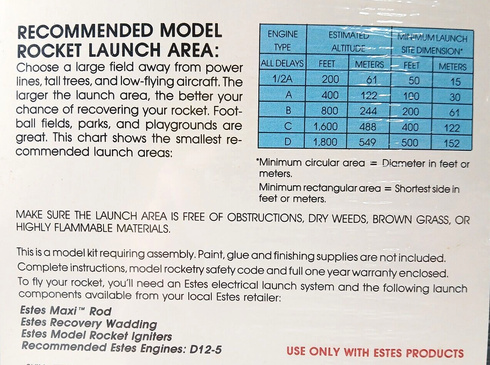 Vintage ESTES SATURN 1B Flying Model Rocket Kit #2048 New & Factory ...