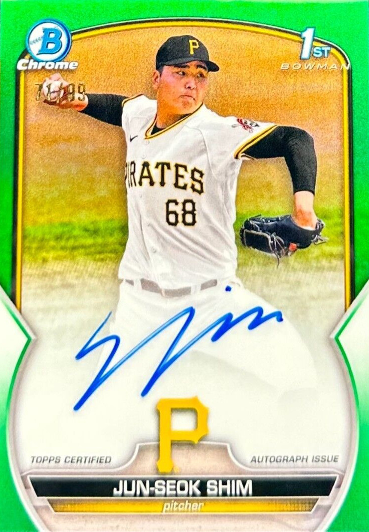 2023 Bowman Chrome - Prospect Autographs Green Refractor #CPA-JSH Jun-Seok Shim /99 (AU, RC) for ...
