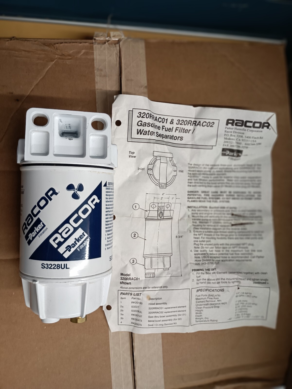Racor 320R-RAC-02 Gasoline Fuel Filter 60 GPH UL Listed | eBay