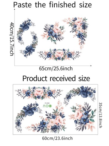 Flower Pattern Wall Sticker Removable Wall Stickers PVC Wall Art Decals ...