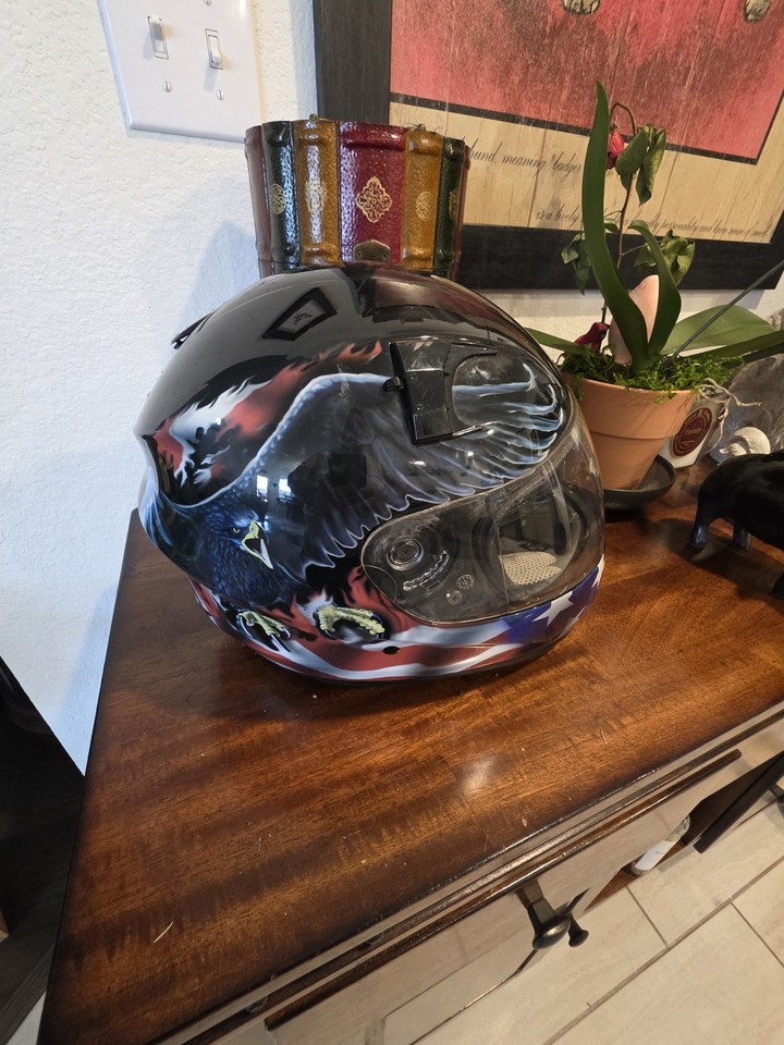 HAWK Motorcycle Helmet - USA Flag & Eagle Graphics Medium | eBay