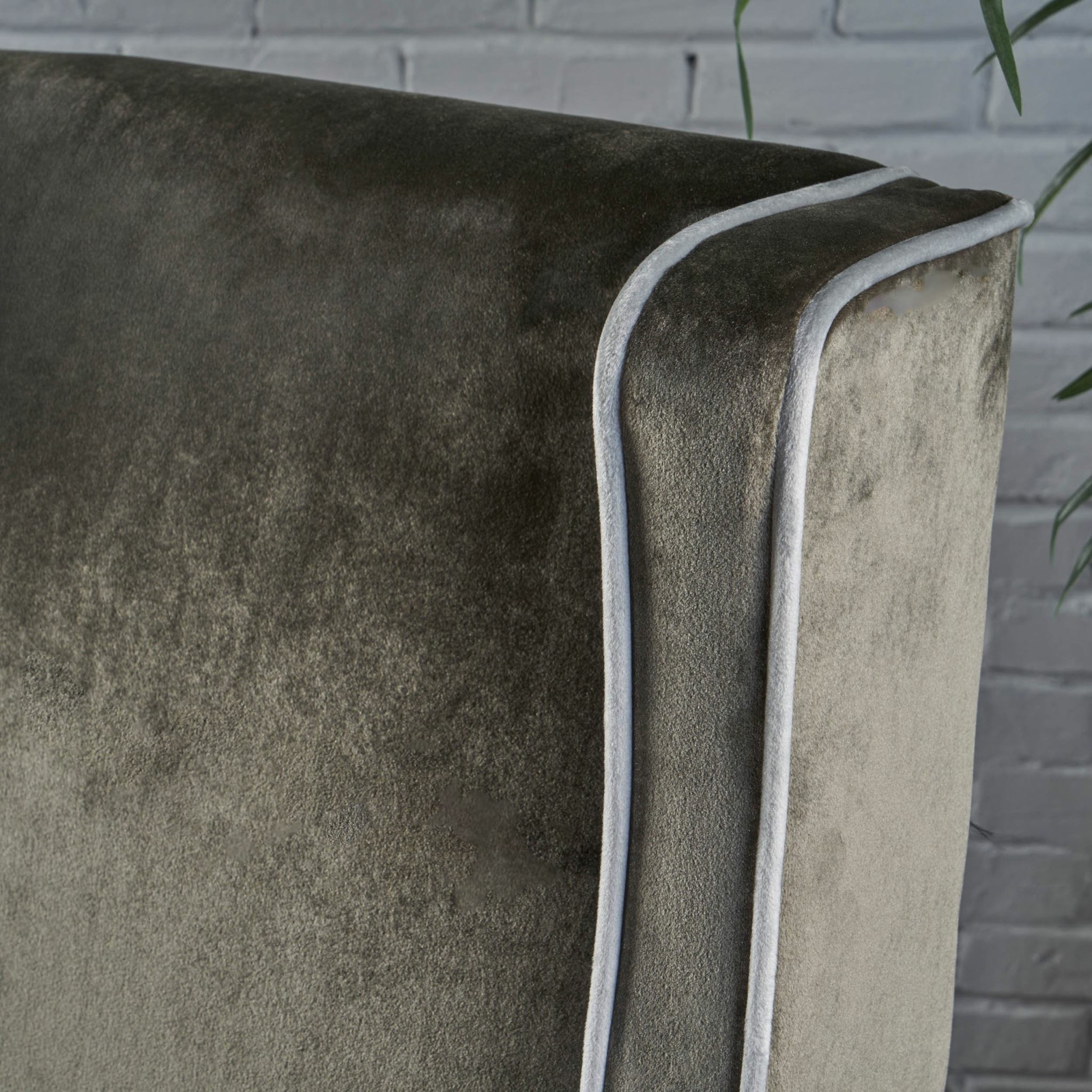 Modern Velvet Two Toned Club Chair with Tonal Piping | eBay