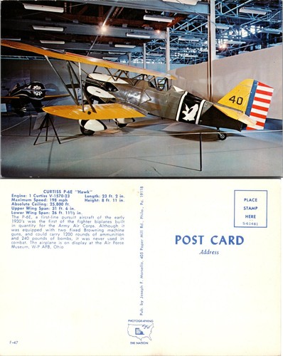 Curtiss P6E Hawk Biplane Wright Patterson AFB Ohio Postcard | eBay