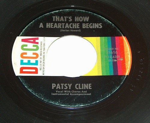 45 RPM Patsy Cline Love Letters In Sand, Heartache Begins DECCA Vinyl ...