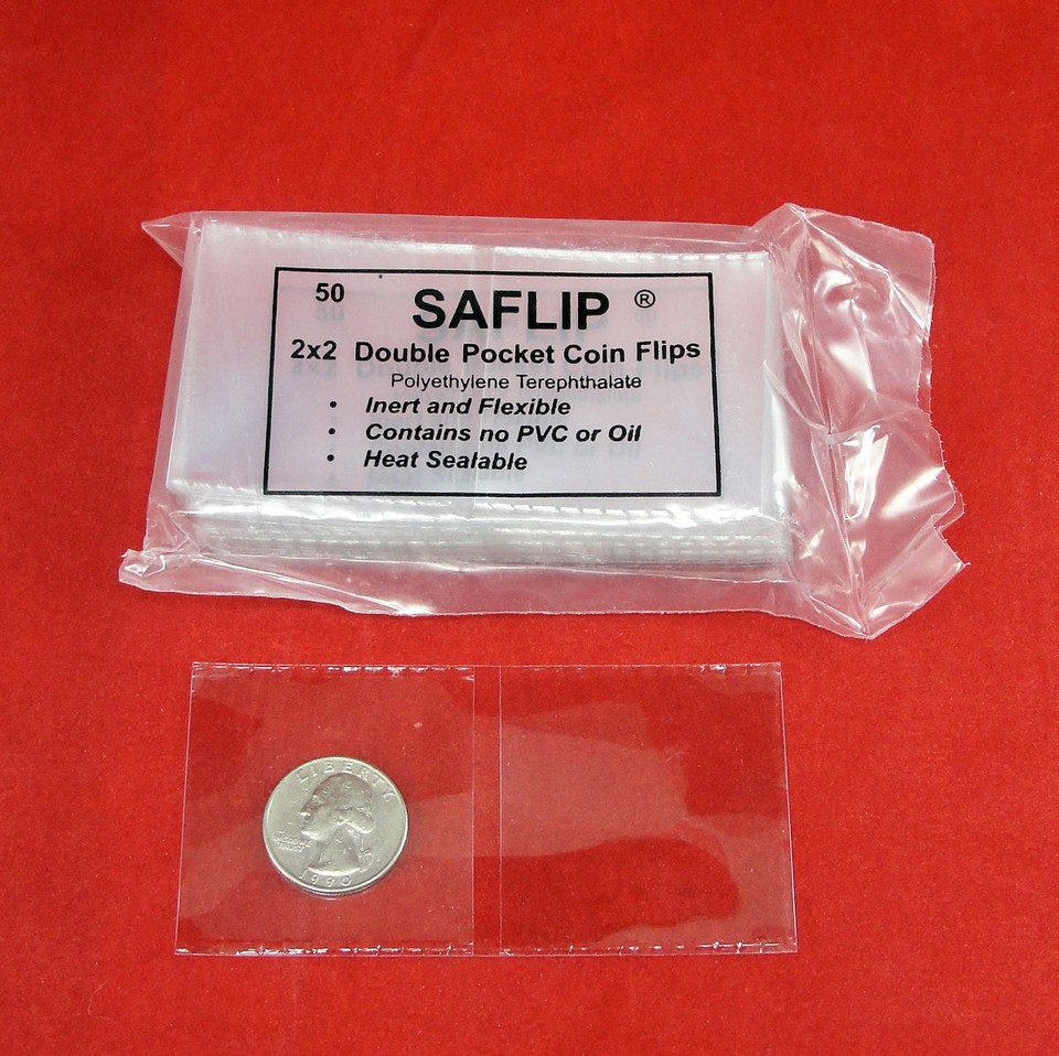 Saflip 2x2 Double Pocket Coin Flips Pack of 500 (10 packs of 50 ...