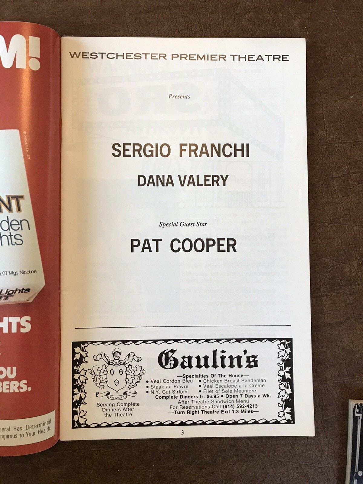 3 Sergio Franchi Westchester Premier Theatre Programs and a 1983 "Nine ...