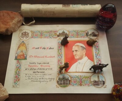 Apostolic Blessing Parchment 1975 Pope Paul VI & Vatican Stamped Tube ...