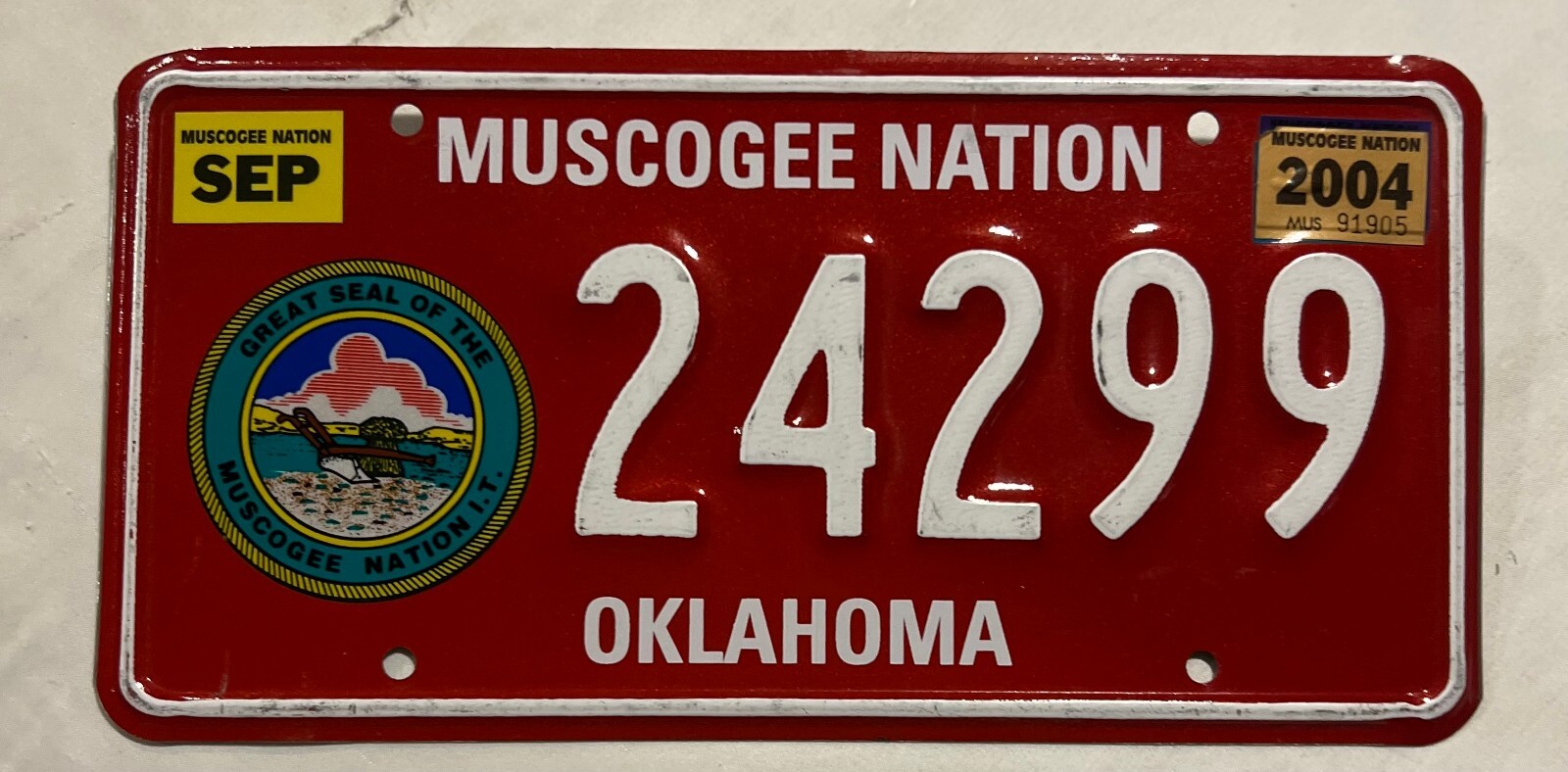 LICENSE PLATES OKLAHOMA NATIVE MUSCOGEE NATION 24299 2004 | eBay