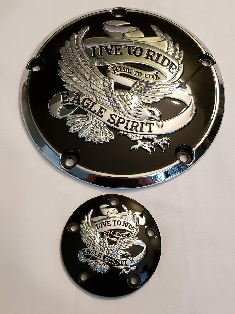 Black Live to Ride Derby Cover Ignition Timing Cover for Harley Twin ...