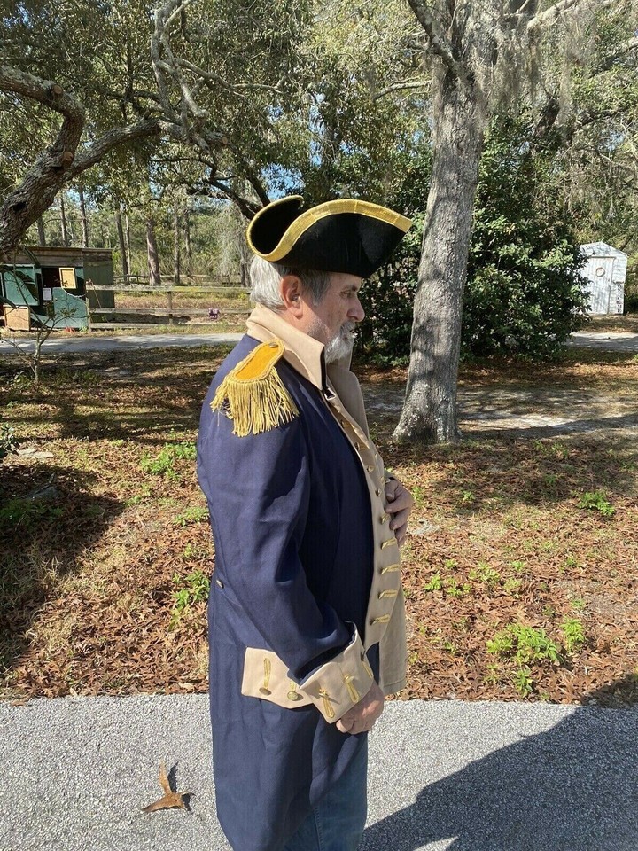 New Revolutionary War George Washington Military Blue Tunic Wool Coat ...