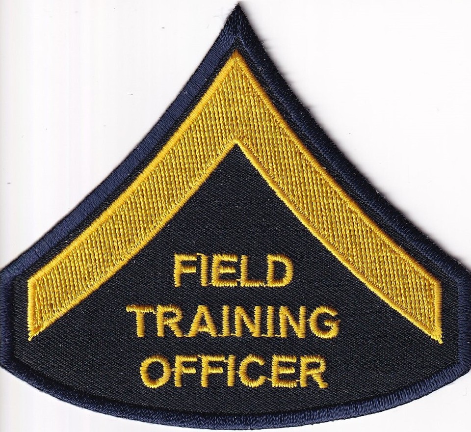 FIELD TRAINING OFFICER Chevron patches Gold on Midnight Navy 1 pair F.T ...