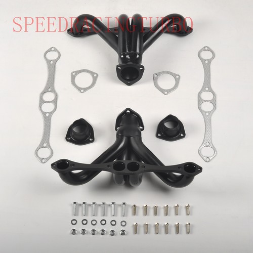 Black Exhaust Header Fit Chevy Hugger SBC street rod 283 305 307 327 ...