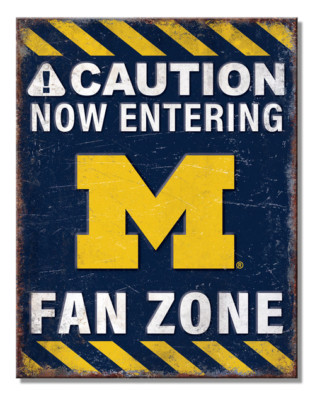 NCAA Michigan Fan Zone Tin Metal Sign Man Cave Garage Bar Decor 12.5 X ...
