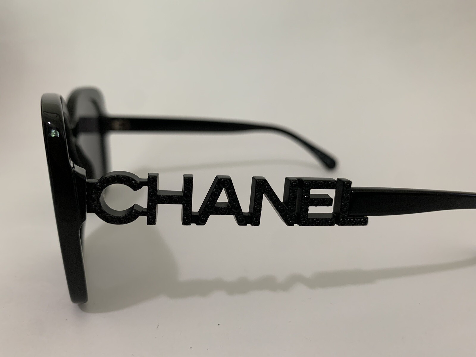 CHANEL CH5422B Black Logo Sunglasses, Black Acetate w/ Strass ...