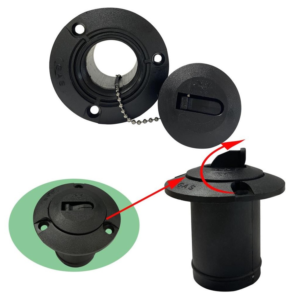 1Pcs 2" 50mm Boat Nylon Thru Hull Deck Gas Filler Tank Cap Marine ...