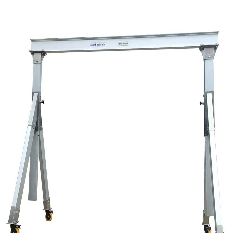 AGT Aluminum Portable Gantry Crane 2000 lbs 1 Ton Capacity I-Beam Span ...