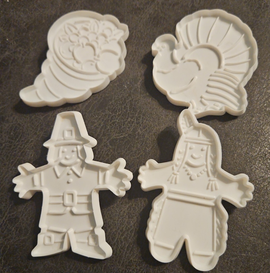 4 Vintage Hutzler Thanksgiving Cookie Cutters Turkey Pilgrim Native ...