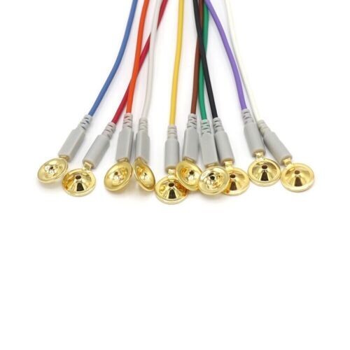 EEG Cable 10 leads Leadwires Golden Plated Cup Electrodes Din 1.5mm ...