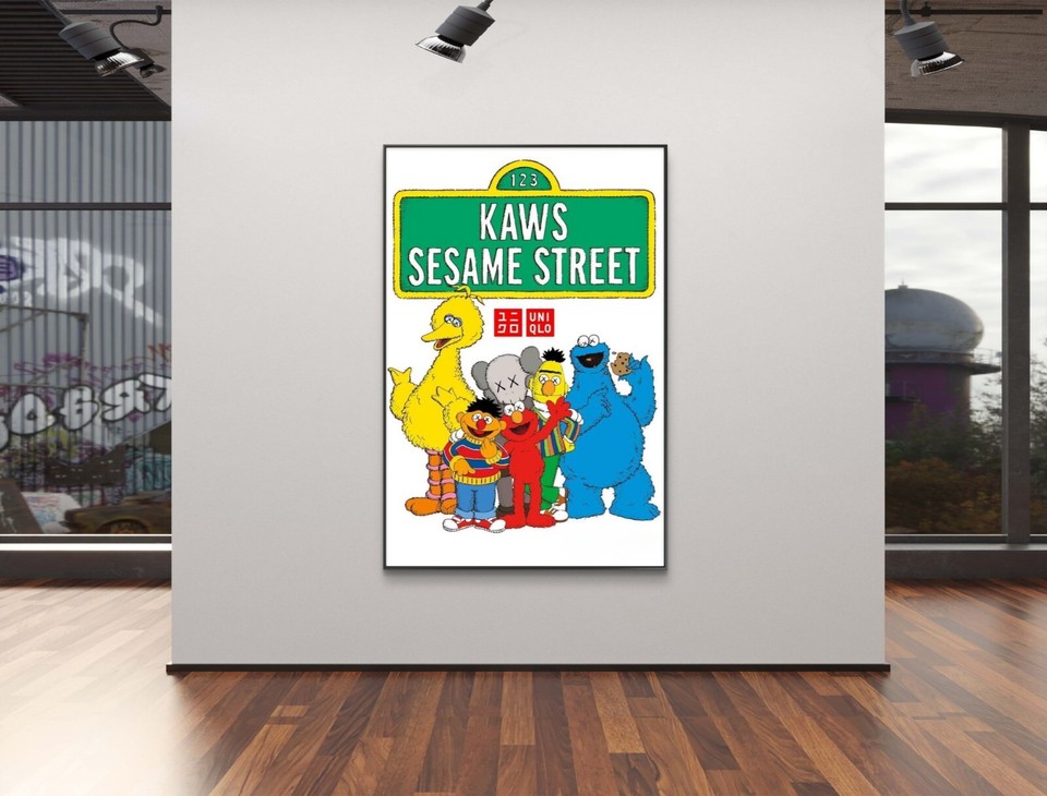 Kaws X Sesame Street Art Piece Home decor Canvas Poster Portrait ...