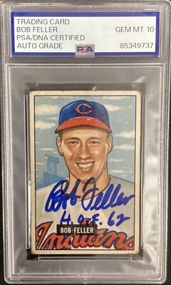 Bob Feller Signed 1951 Bowman #30 Autograph Baseball Card Autograph PSA ...
