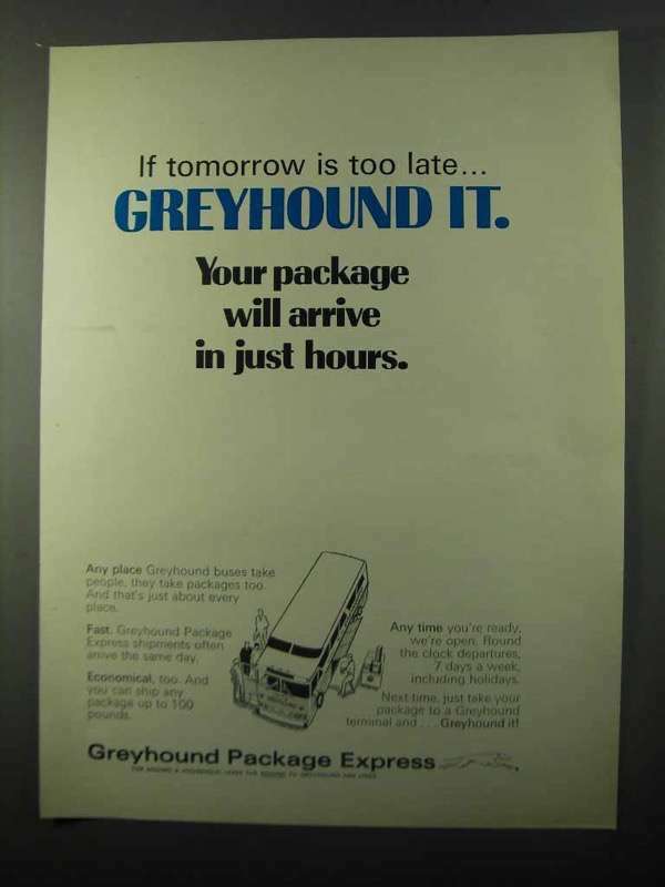 1971 Greyhound Package Express Ad - Tomorrow Too Late | eBay