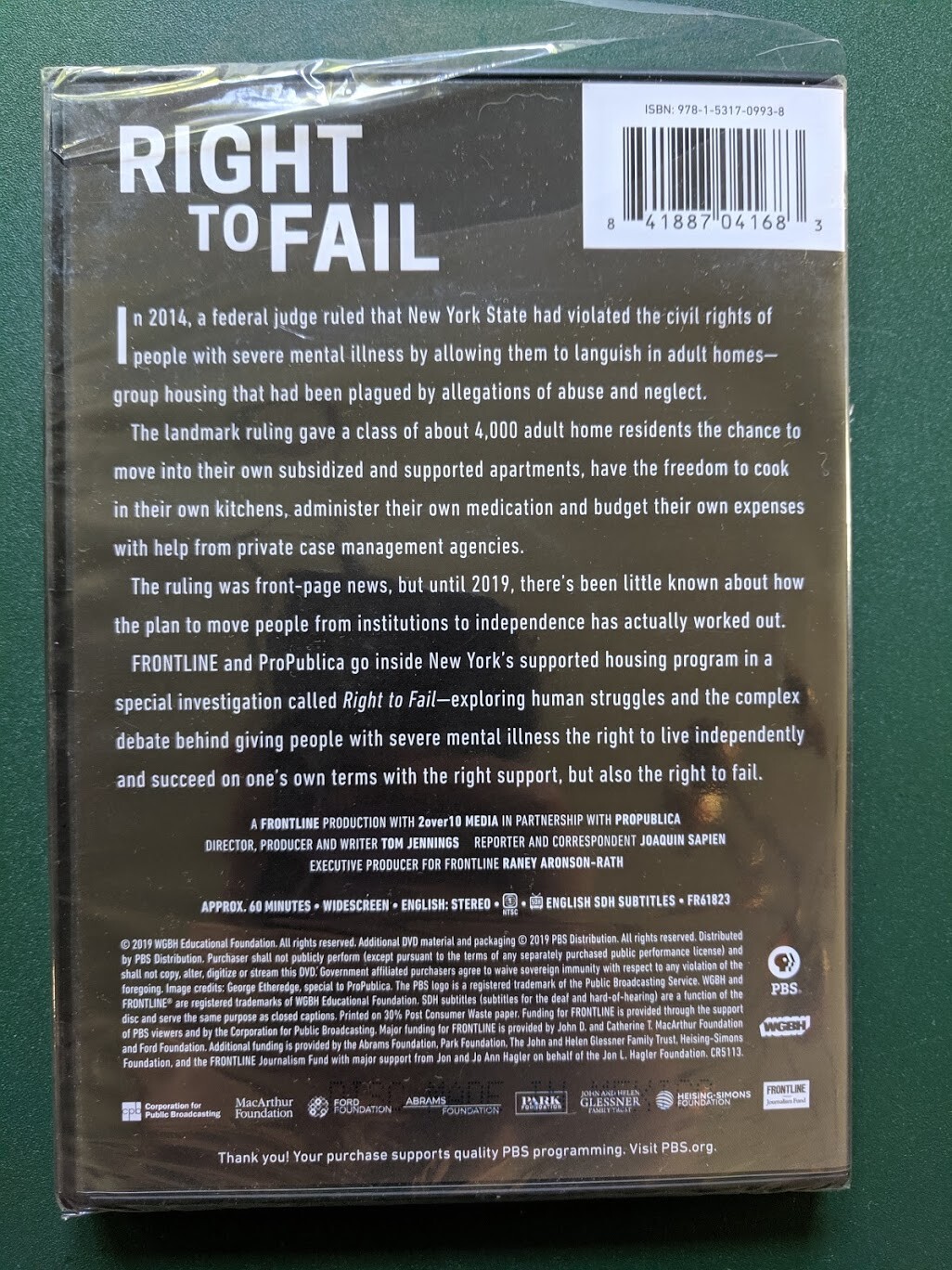 Right to Fail (DVD) PBS Frontline, 2019, NEVER OPENED, FREE SHIPPNG ...