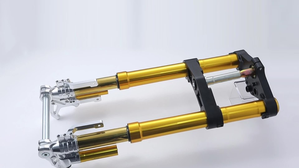 Performance shock Gold Front Forks w/ Triple trees For Harley Touring ...