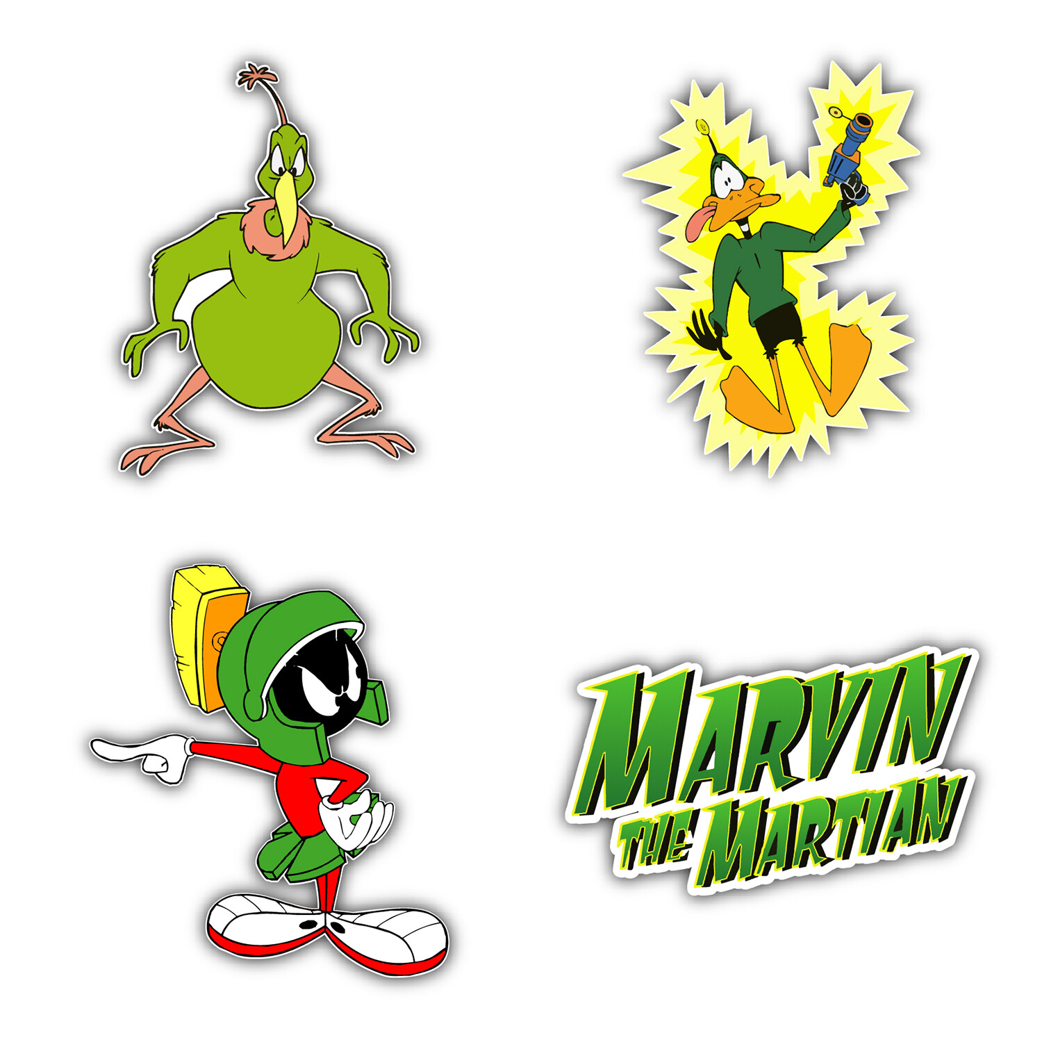 Marvin The Martian Cartoon Set Of 4 Vinyl Sticker Decal - 5'' longer ...
