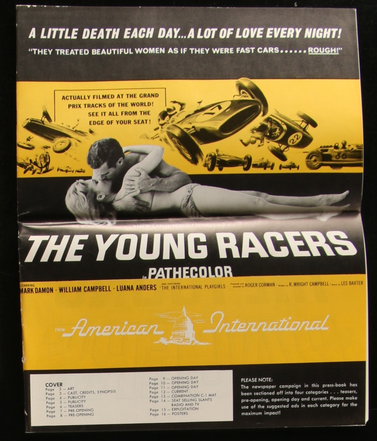 The Young Racers (1963) original pressbook Ad Slick Sheet - Roger ...