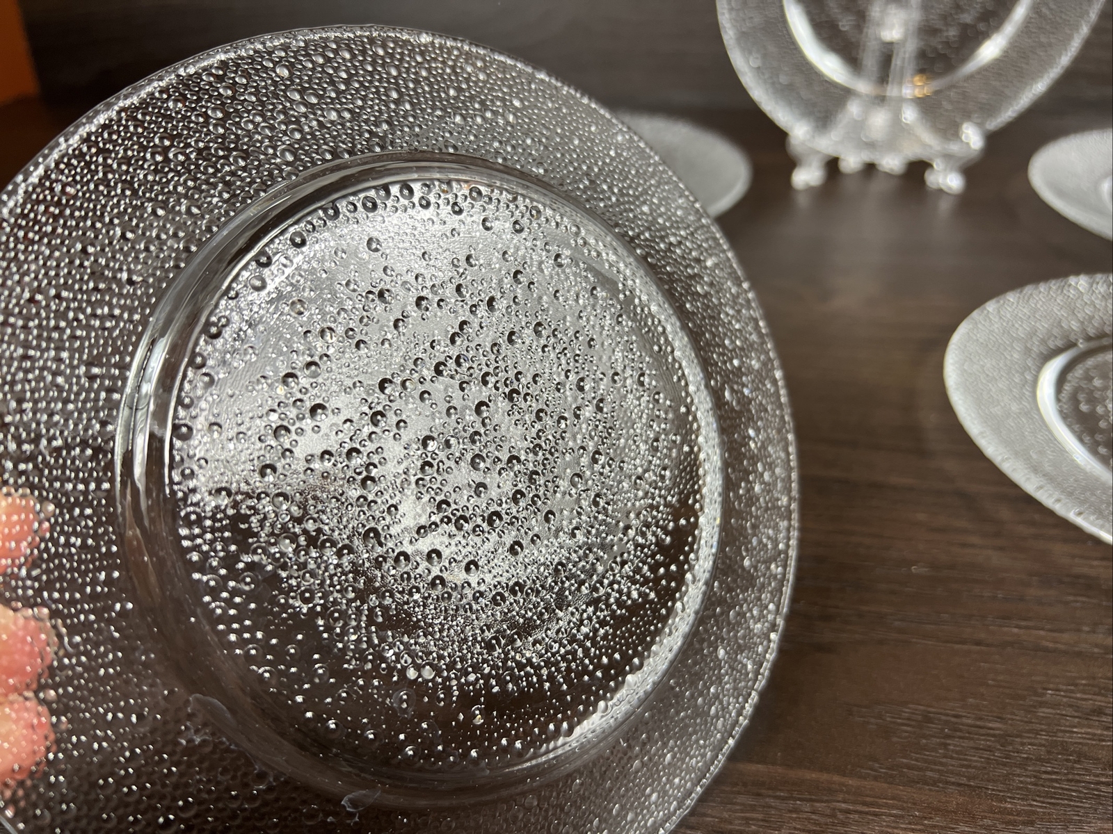 7 Lovely Clear Bubble Swirl Pebble Textured Glass 6 1/2" Appetizer ...