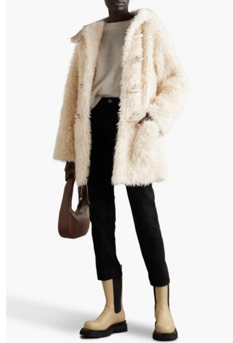 A.L.C. ALC Winston Faux Fur Coat Ivory Peach Dust Hood | eBay