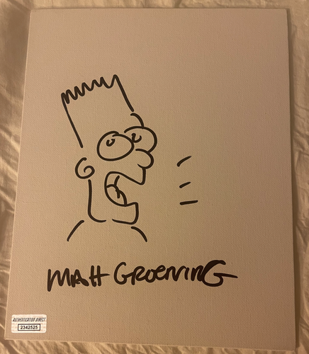 Matt Groening "The Simpsons" Signed Autographed Bart Simpson Sketch w ...