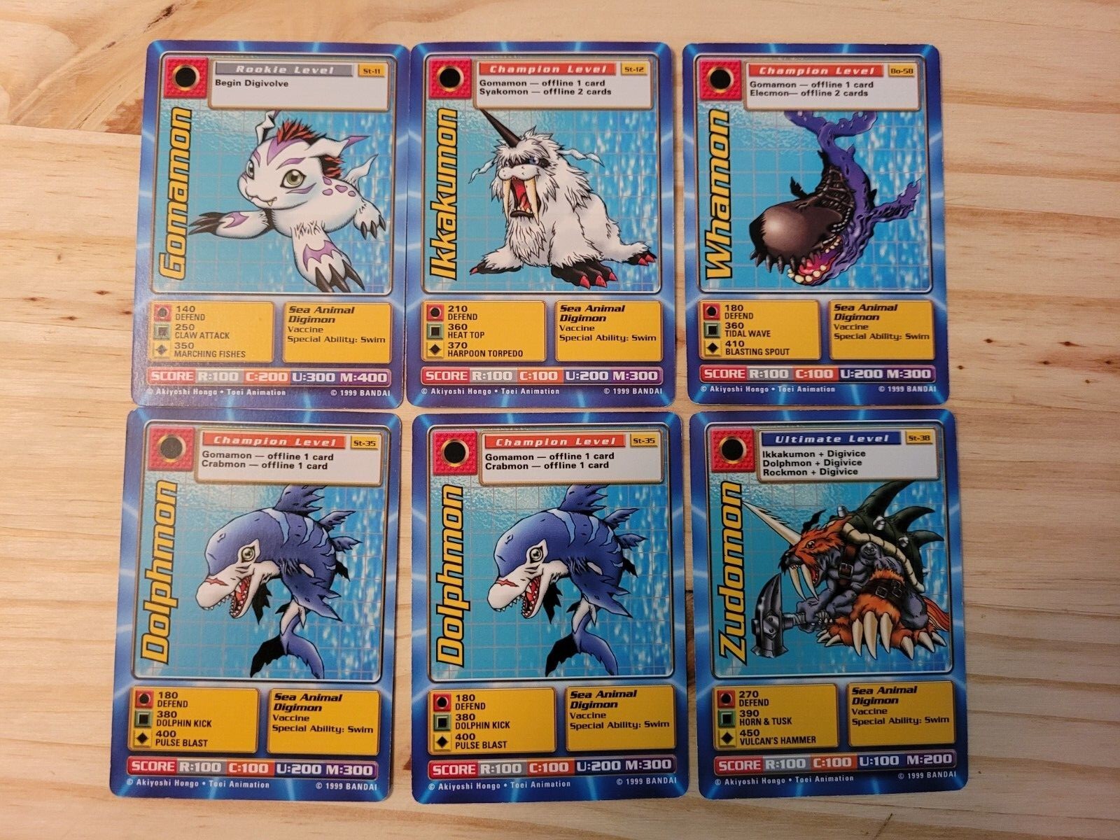 Vintage Digimon Card Lot - 1999 - Lot of 6 - Gomamon-Zudomon Line - LP ...