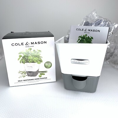 Cole & Mason Fresh Herb Range Self Watering White Enamel Potted Herb ...