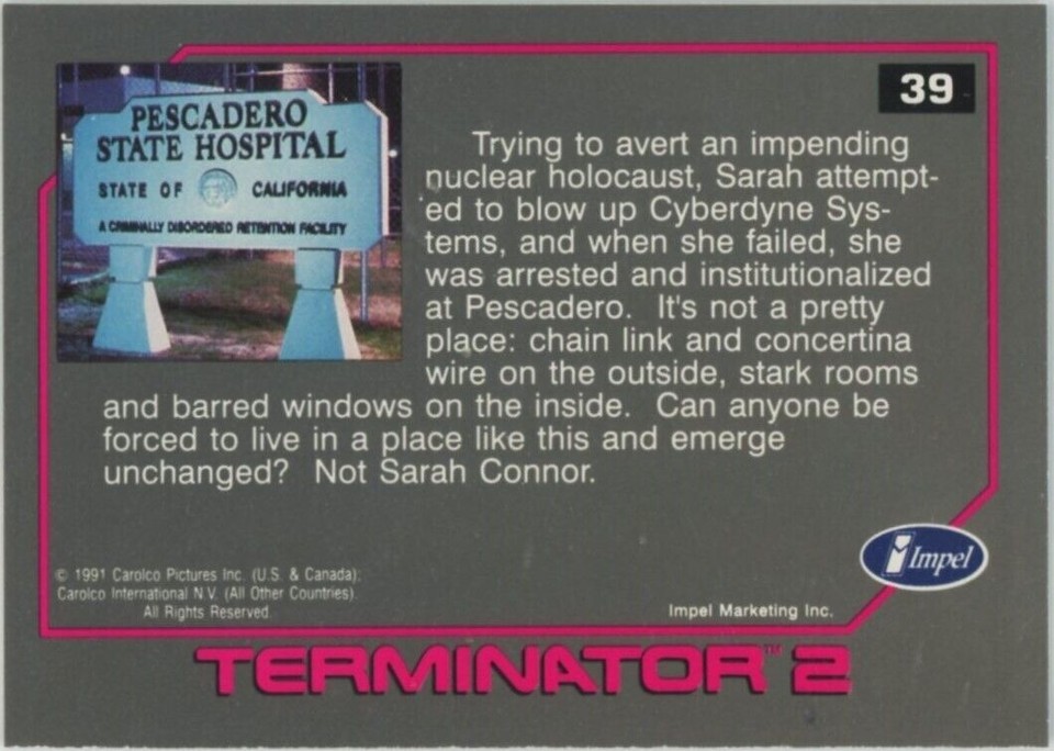 1991 Impel Terminator 2 The Pescadero State Hospital #39 | eBay