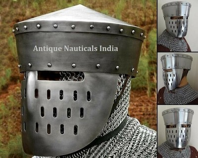 Kalota Helmet With Face Guard SCA Medieval Head Armour Re-enactment ...