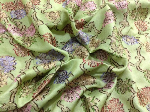 Om Vintage Dupatta Art Silk Thread Woven Green Stole Veil Hijab Scarves ...