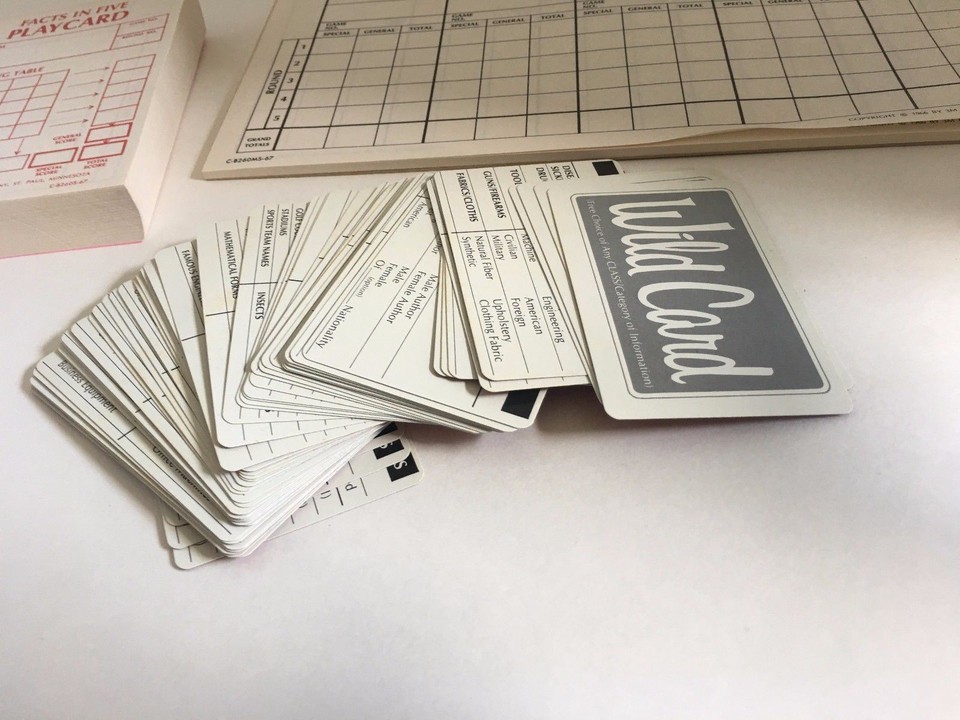 1967 Facts in Five Game 3M Replacement Playcards Master Score Cards ...