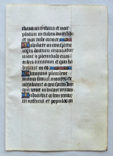 Ca.1470 illuminated BoH.manuscript leaf,Latin,5 gold initials,France | eBay